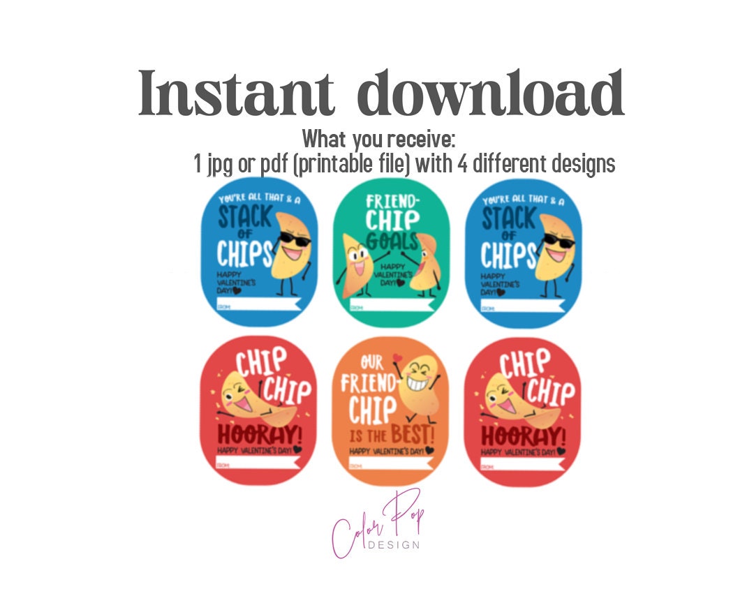 Chips Kids Valentines for Pringles Potato Chips Valentine's Day School ...