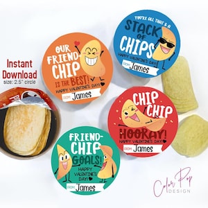 Chips Kids Valentines for Pringles Potato Chips Round Valentine's Day ...