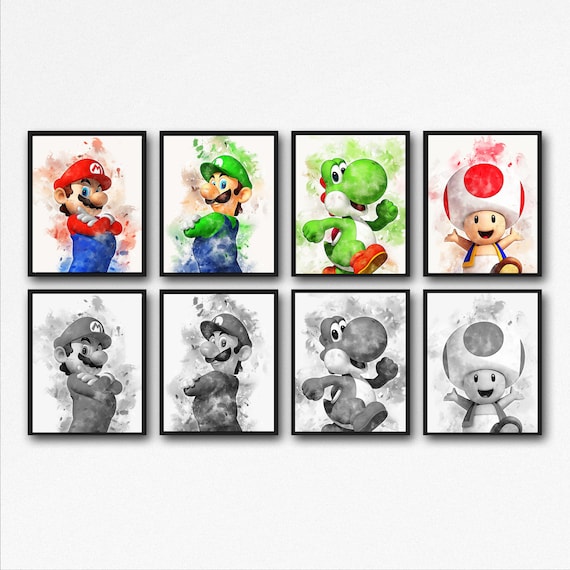 Mario Prints Mario Brothers Gamer Gift Nintendo Video Game | Etsy UK