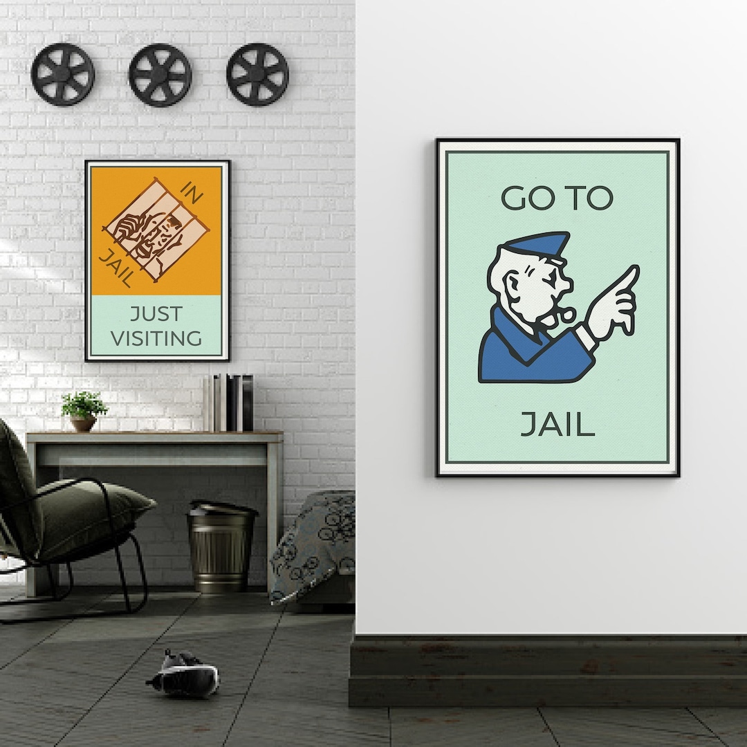 Go to Jail Monopoly Art Just Visiting Board Game Print - Etsy UK
