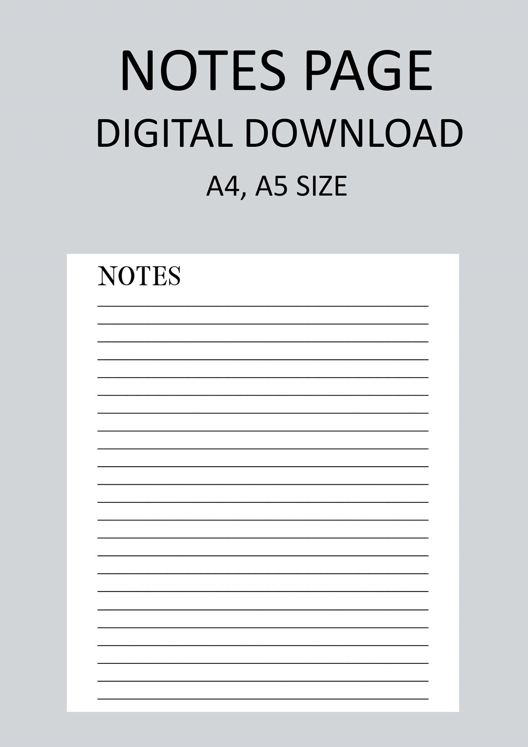 Notes Page Printable, A4 A5 Planner Insert, to Do List, Instant Digital ...