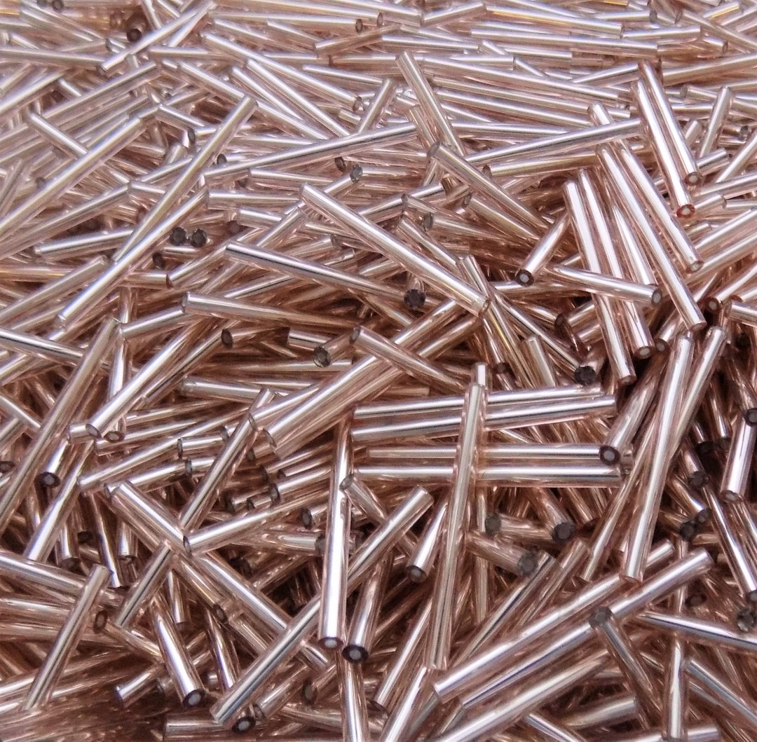 100 X 30mm Rose Gold Fine Glass Bugle Beads. Extra Long 30mm Bugle ...