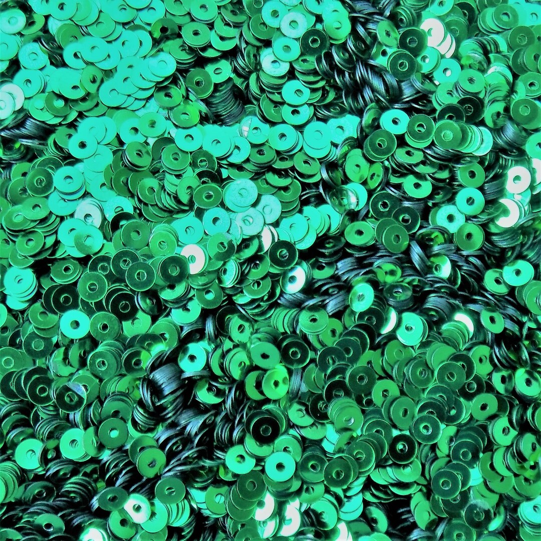 Tiny 3mm Metallic Green Sequins. 3mm Flat Round X 5g, 100s of Shiny ...