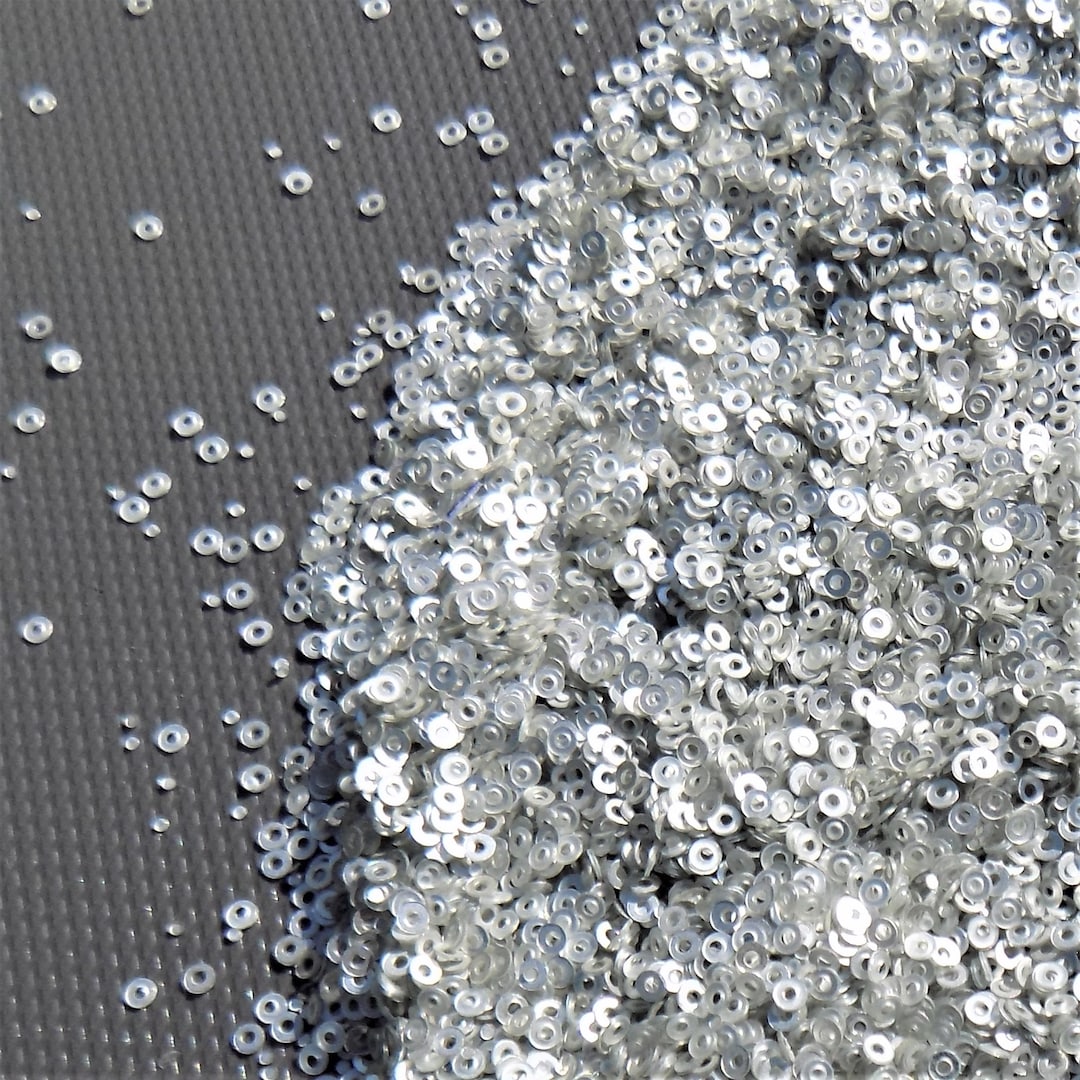 Tiny 2mm Satin Silver Sequins X 5g. Thousands of Matt Silver Effect 2mm ...