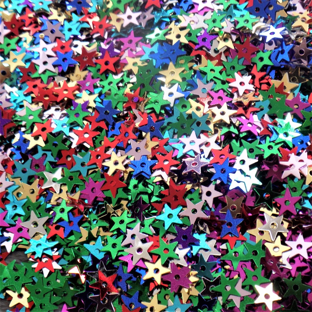 5mm Star Sequins Mixed Metallic Colours. 20g Pack (over 2000 Stars) Sew ...