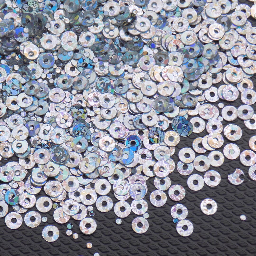 Tiny 3mm Holographic Silver Sequins. Hologram Silver Flat Sequins X 10g ...