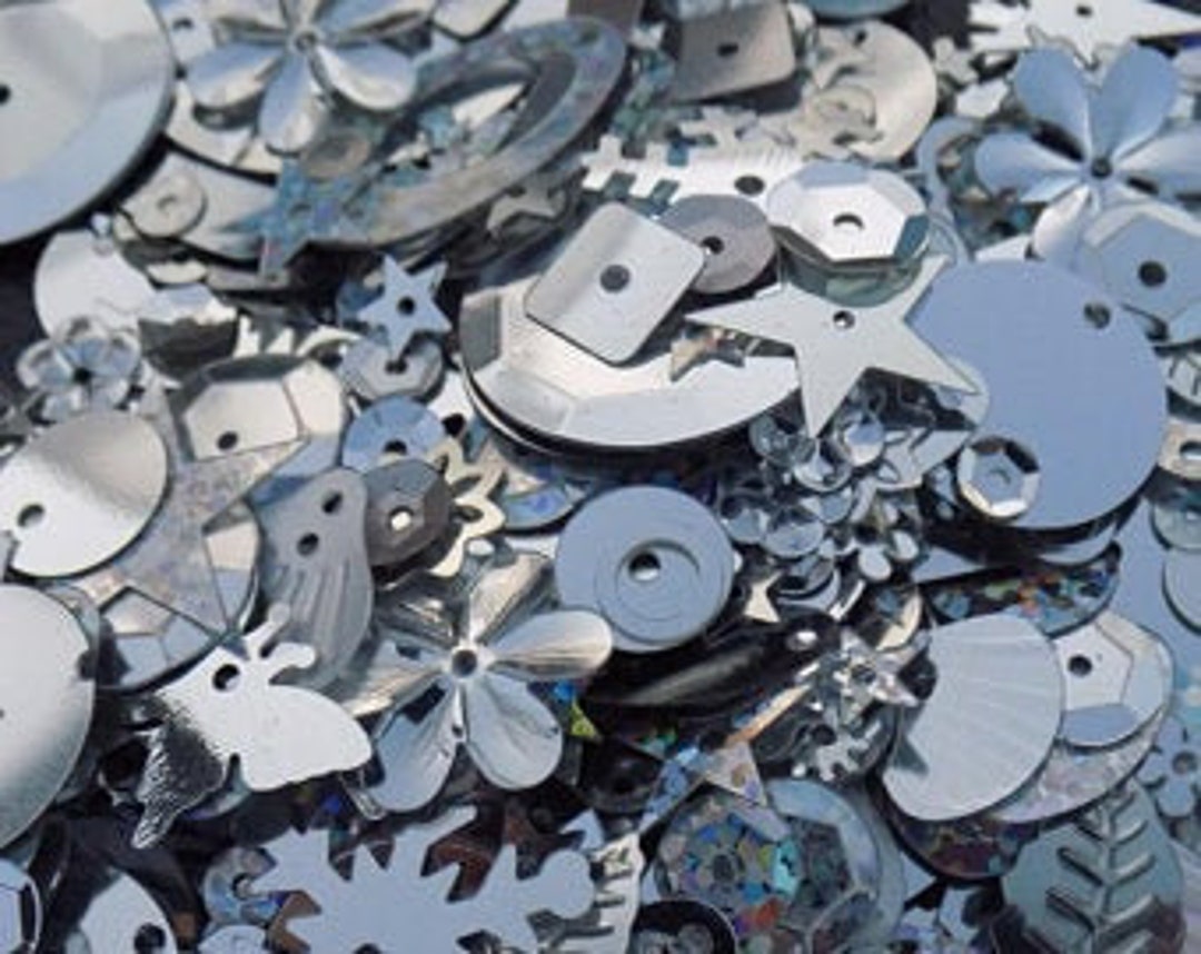 Silver Sequins Mixed Pack X 20g. 100s Mixed Sew on Silver - Etsy