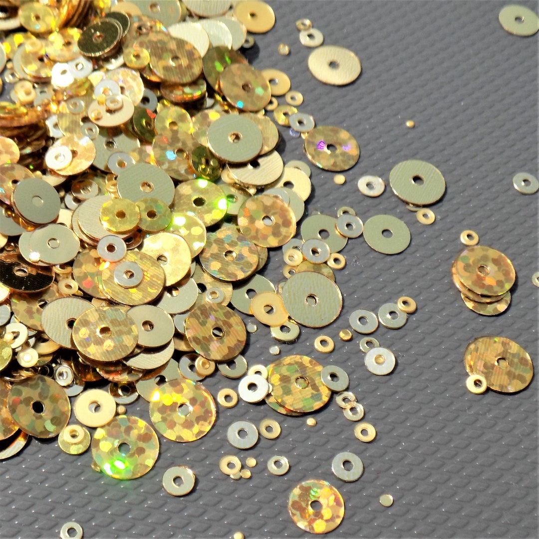 NEW Mixed Gold Sequins X 20g. Satin Gold, Metallic Gold and Holographic ...