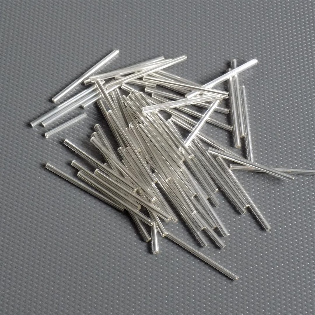 100 X 30mm Silver Lined Glass Bugle Beads. Extra Long Bugle Beads ...