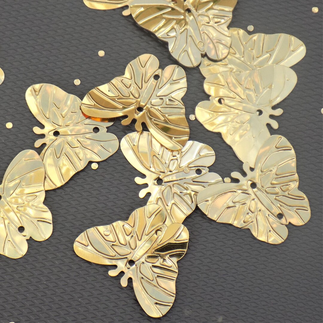 Buy 1 Get 1 Free 150 Butterfly Sequins Metallic Gold. Sew on Butterfly ...