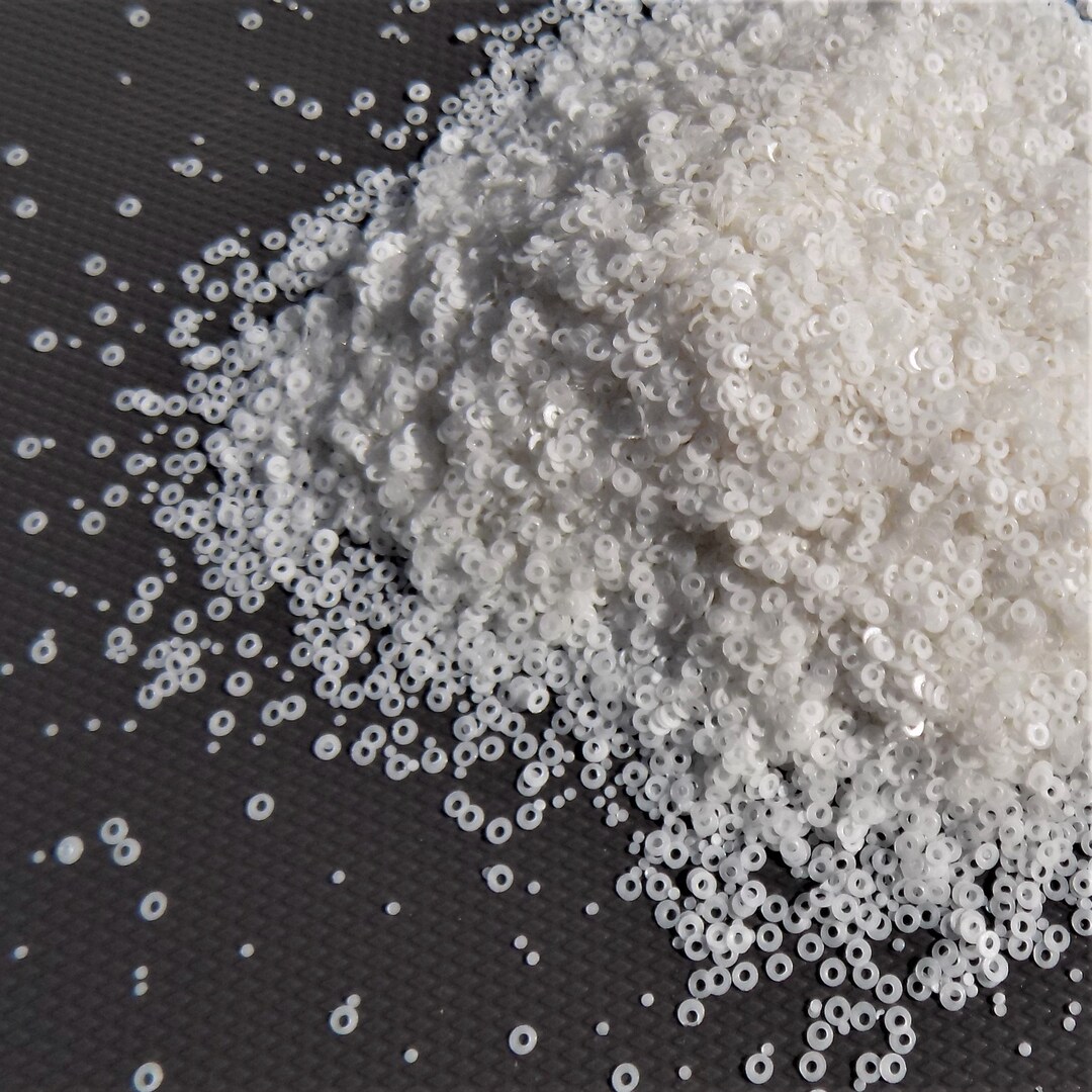 Tiny 2mm Satin White Sequins X 5g. Thousands of Matt White 2mm Sequins ...