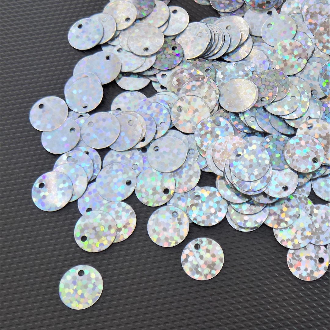 10mm Holographic Silver Sequins. 20g Pack Around 700 Sequins. Crafts ...