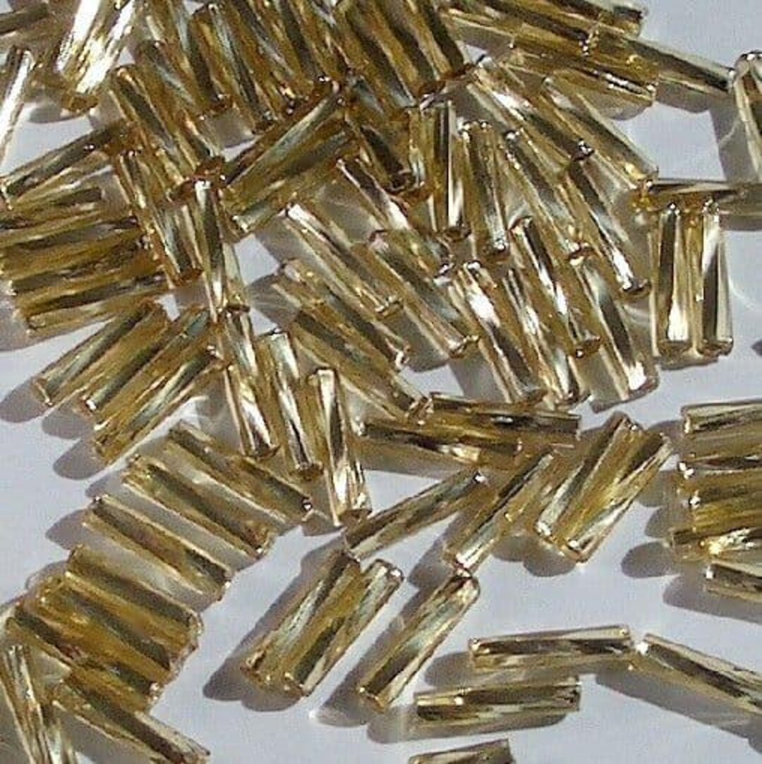 7mm Gold Glass Twisted Bugle Beads. 20g Pack. Gorgeous Glass Bugle ...