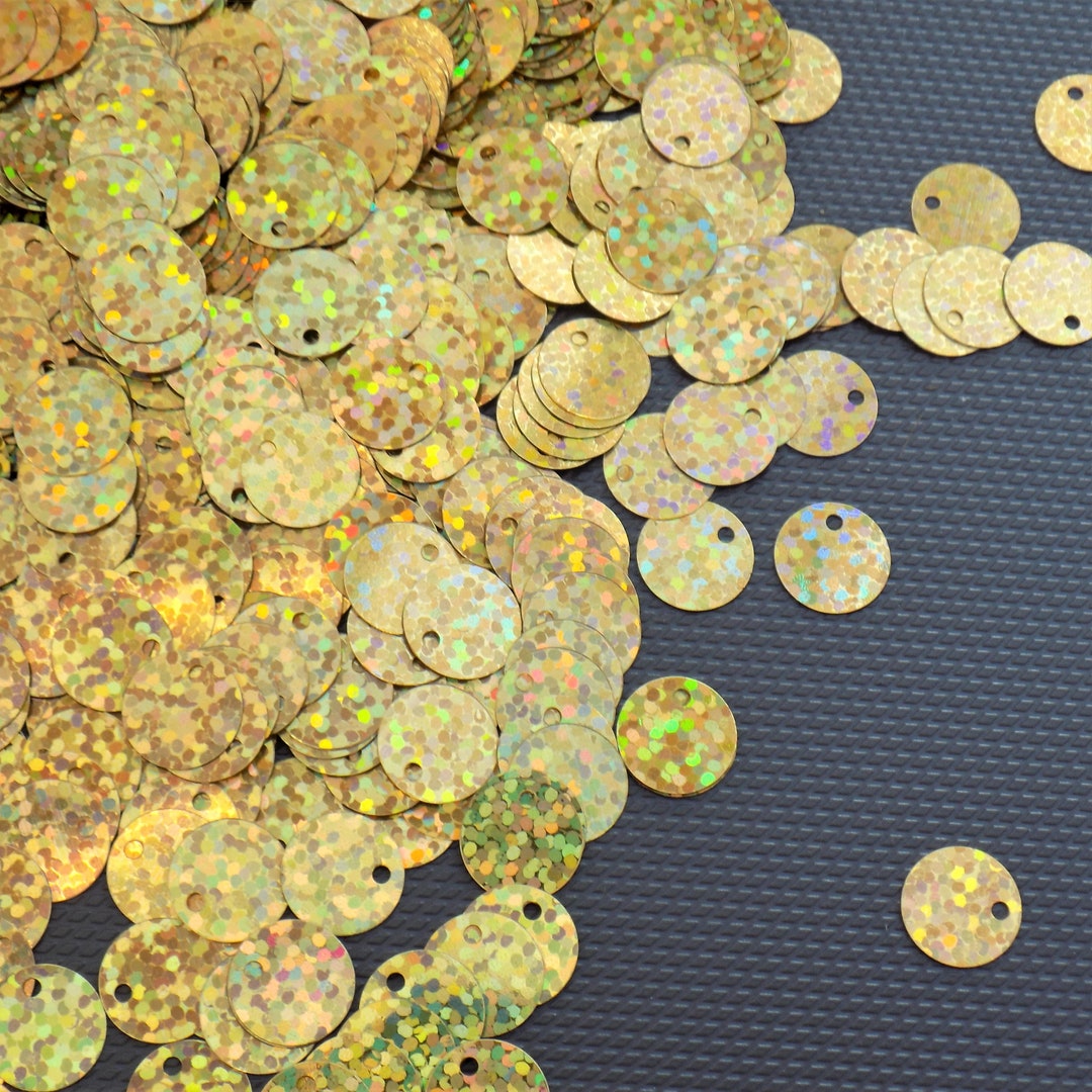 10mm Holographic Gold Sequins. 20g Pack Around 700 Sequins. Crafts ...