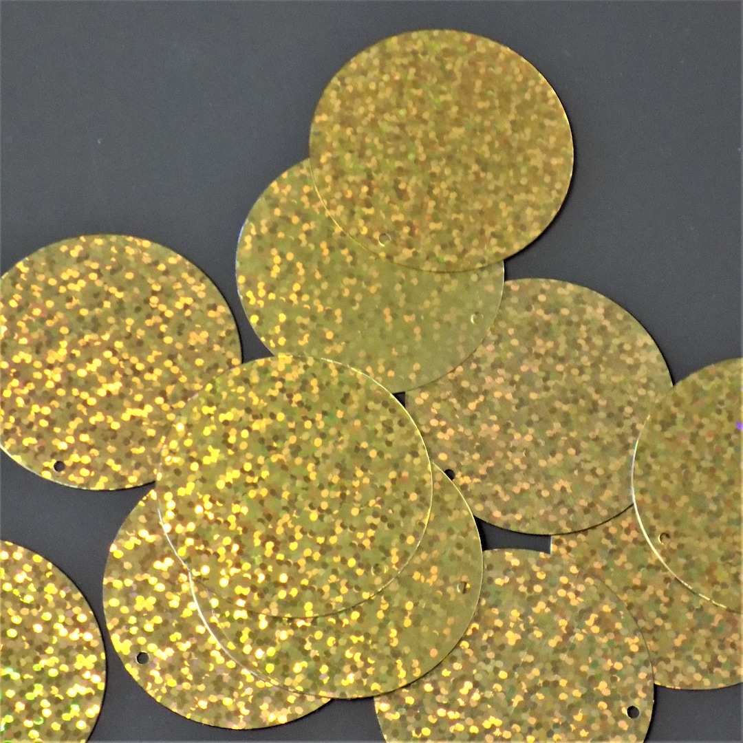 150 X 40mm Hologram Gold Sequins 40mm. Large Gold Disc Sequins. Big ...