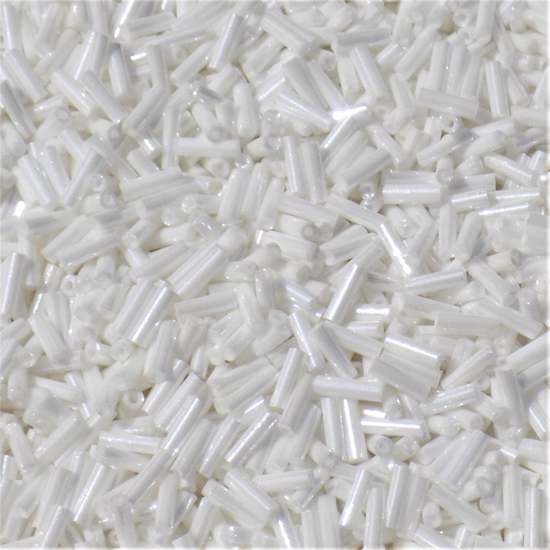 6mm Bridal White Silky Glass Bugle Beads. Gorgeous Glass Bugle Beads ...
