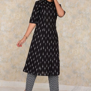 Beautiful Black Pure Cotton Hand Block Printed Kurta With Pant Set for ...