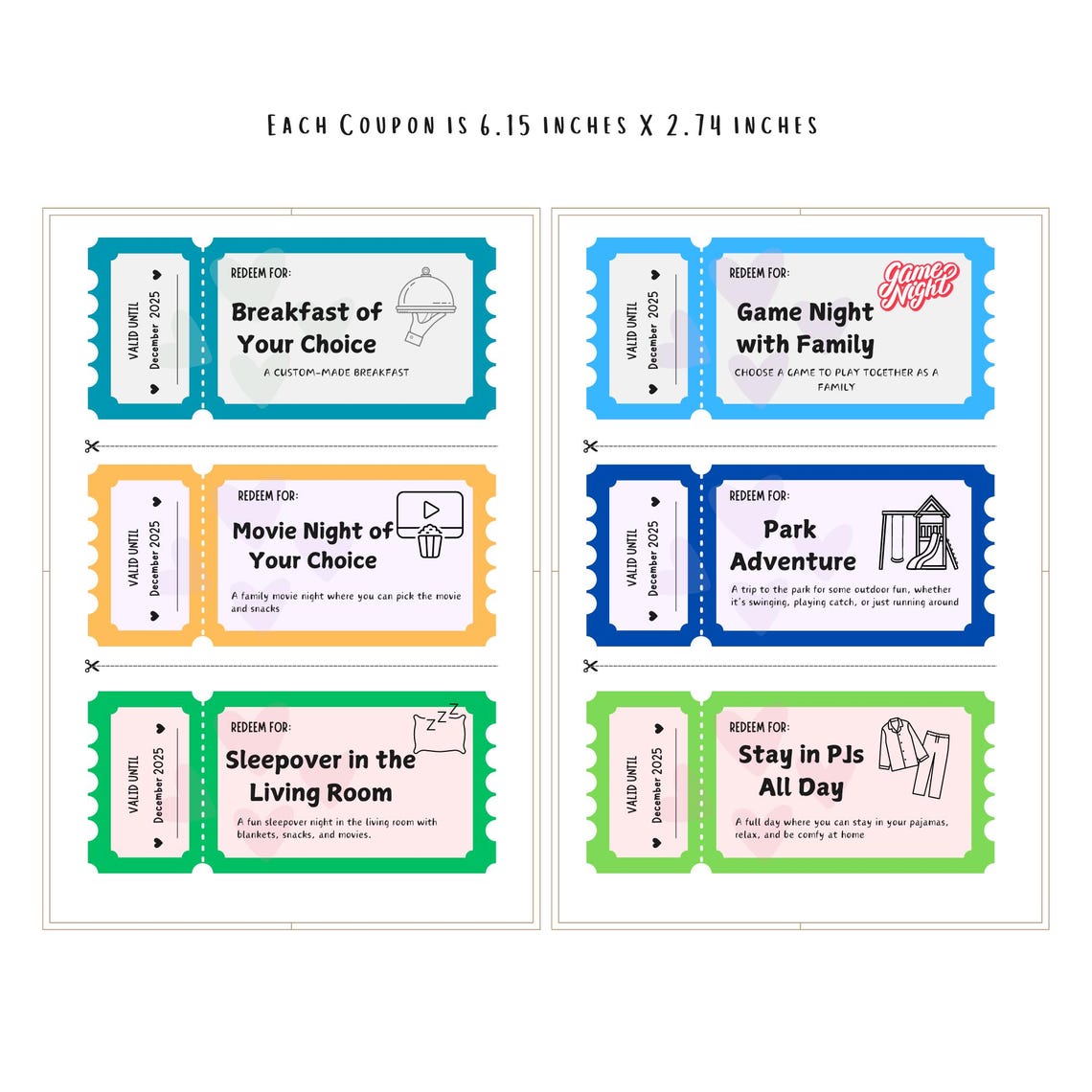 Customizable Kids Reward Coupons Printable Birthday Coupon Book for ...