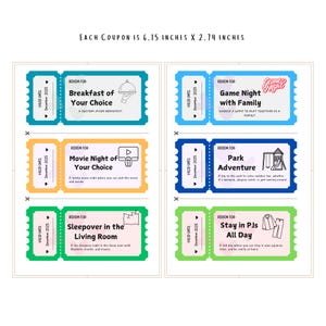Customizable Kids Reward Coupons Printable Birthday Coupon Book for ...