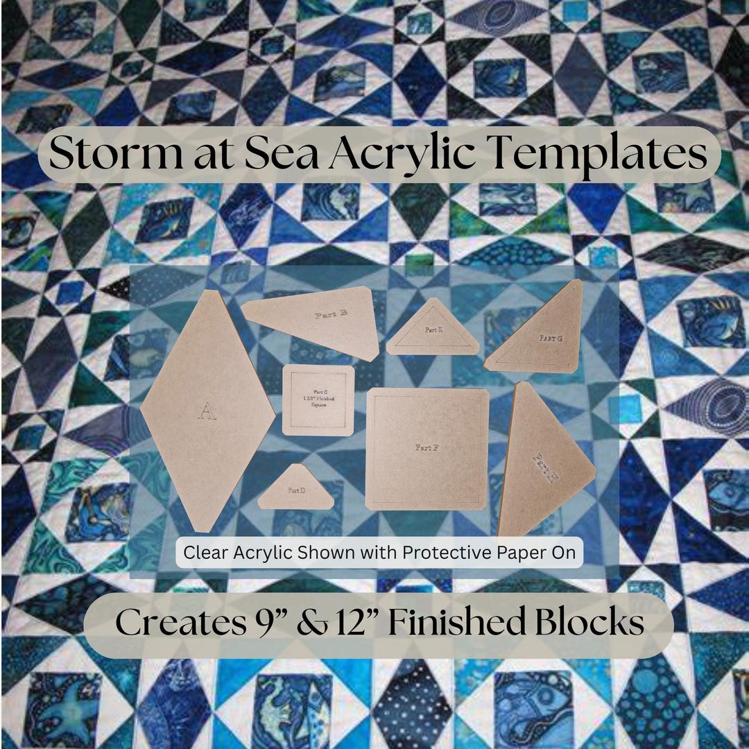 Storm at Sea Quilt Block Pattern and Acrylic Sewing Template - DIY ...