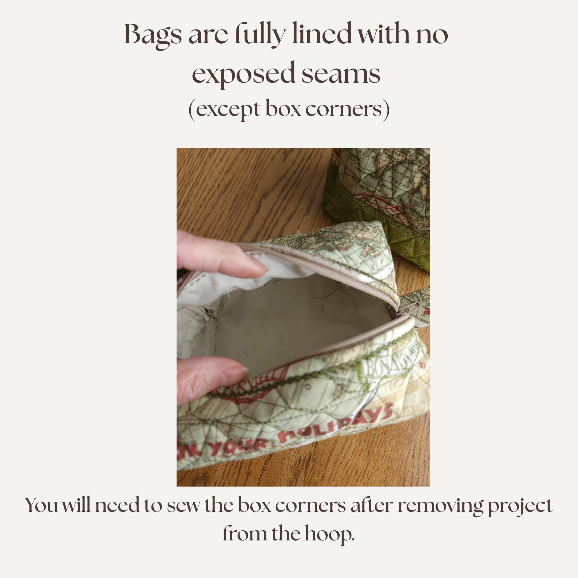In the Hoop Machine Embroidery Pattern Box Bag Quilted Zipper Bag ...