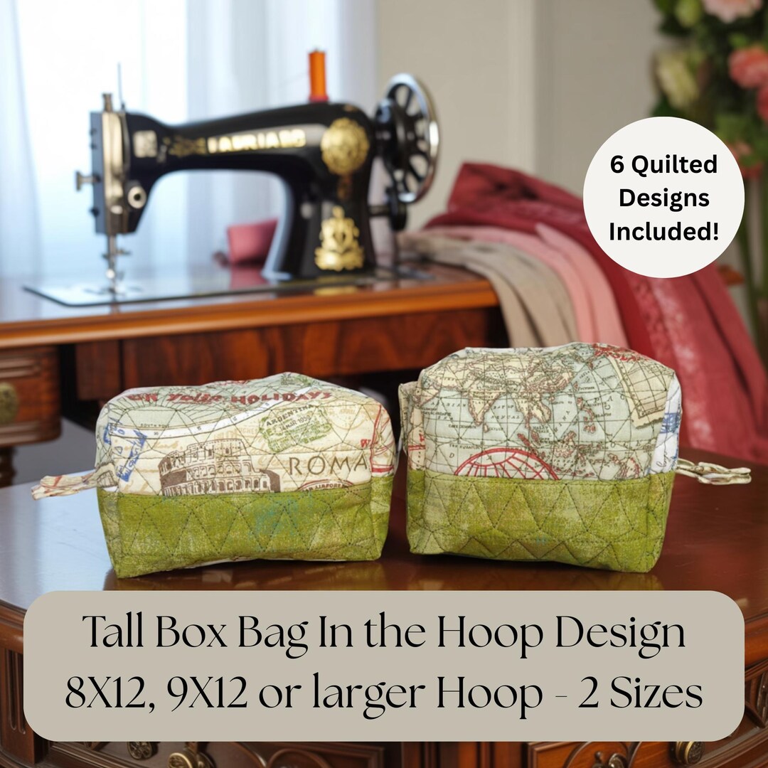 In the Hoop Machine Embroidery Pattern Box Bag Quilted Zipper Bag ...