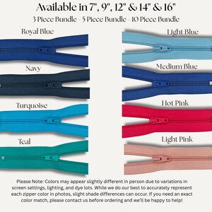 Nylon Sewing Zippers Bundle, Closed End 3 Zippers for Bags, Pouches ...