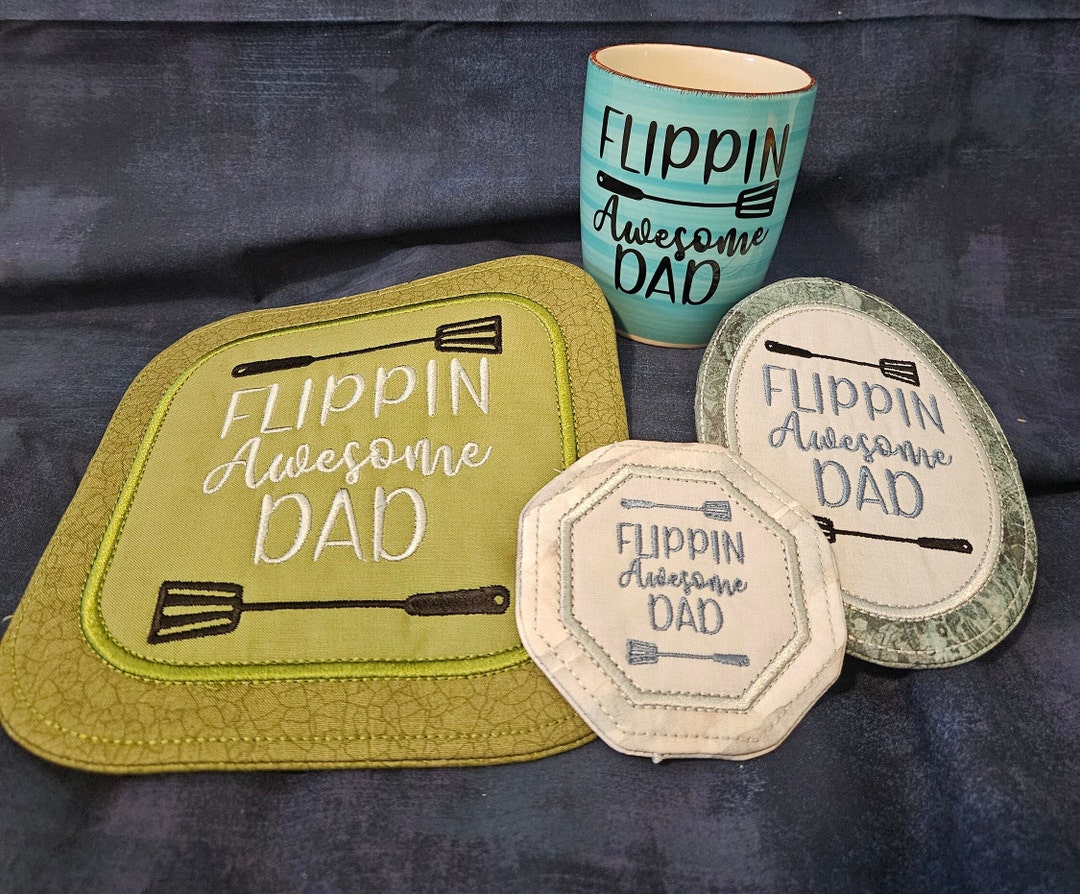 In the Hoop - Flippin Father's Day Coaster - 3 Shapes and 3 Sizes - Etsy