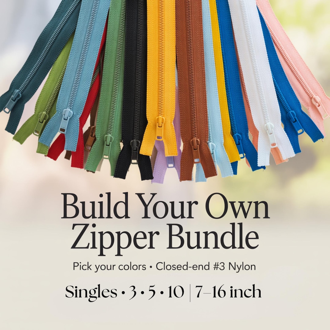 Create Your Own Zipper Set #3 Nylon Coil Closed-end, Pick Colors, 7–16 ...