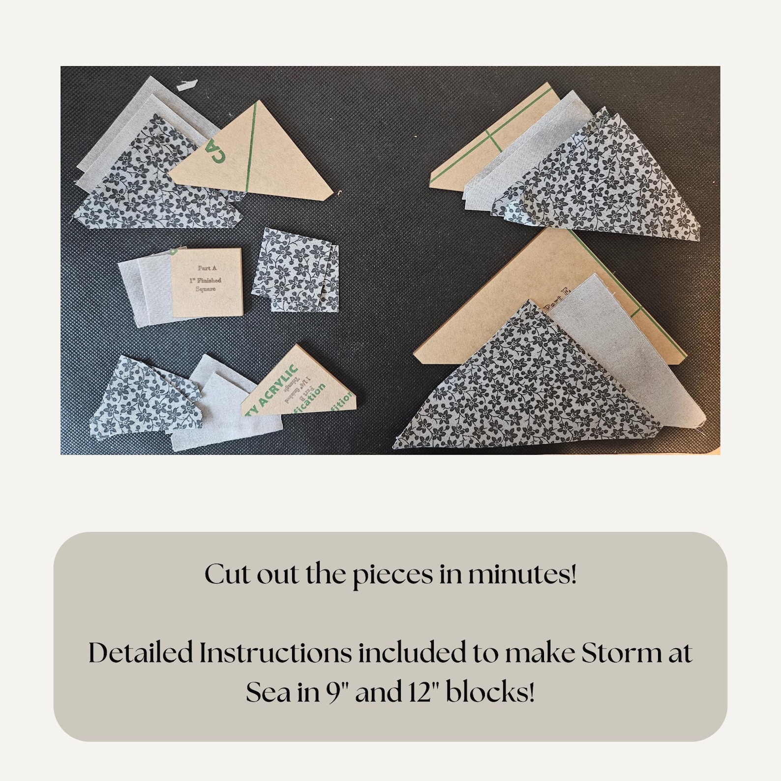 Storm at Sea Quilt Block Pattern and Acrylic Sewing Template - DIY ...