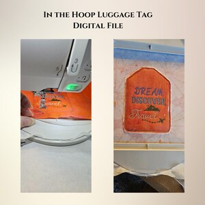 In the Hoop Luggage Tag Pattern Machine Embroidery Travel Design ...