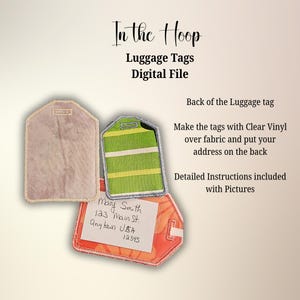 In the Hoop Luggage Tag Pattern Machine Embroidery Travel Design ...
