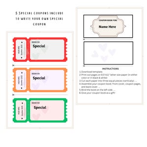 Customizable Kids Reward Coupons Printable Birthday Coupon Book for ...