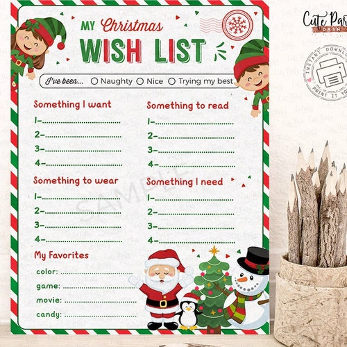 Christmas Wish List for Kids Printable Holidays Wish List - Etsy Canada