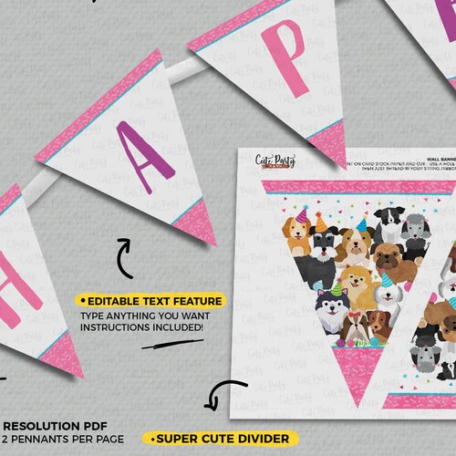 INSTANT DOWNLOAD EDITABLE Girl Puppy Birthday Decoration | Etsy