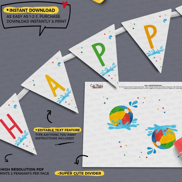 Pool Party Banner - Etsy