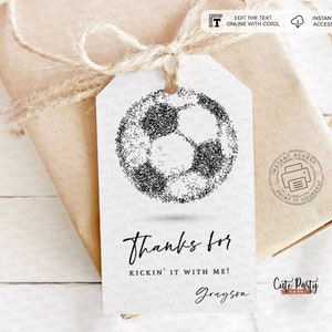 INSTANT DOWNLOAD, Editable Soccer Birthday Favor Tag, Thank You Gift ...