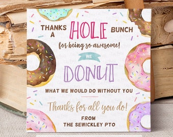 PRINTABLE DONUT Know What We'd Do Without You Thank You - Etsy
