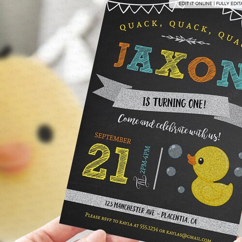 Editable Rubber Ducky Birthday Invitation Rubber Duck - Etsy