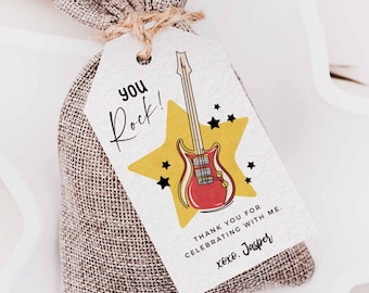 Rock and Roll Favor Tag Template, Rocked One Year 1st Birthday Tag ...