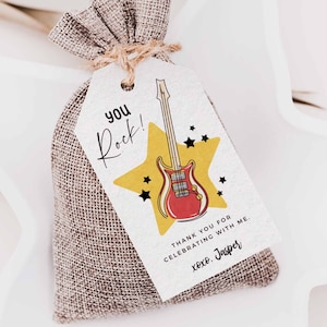 EDITABLE One Rocks Baby 1st Birthday Favor Tags, Modern Rocked One Year ...