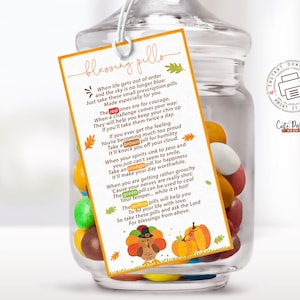 Blessing Pills Gift Tag: Teacher, Staff, Thanksgiving Favor (instant ...