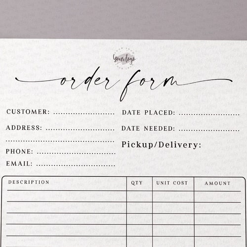 Editable Order Form Small Business Forms Printable Craft - Etsy
