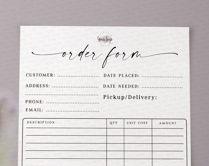 Modern Calligraphy Order Form Template INSTANT DOWNLOAD - Etsy