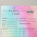 Watercolor Rainbow Order Form Template, INSTANT DOWNLOAD, Printable ...