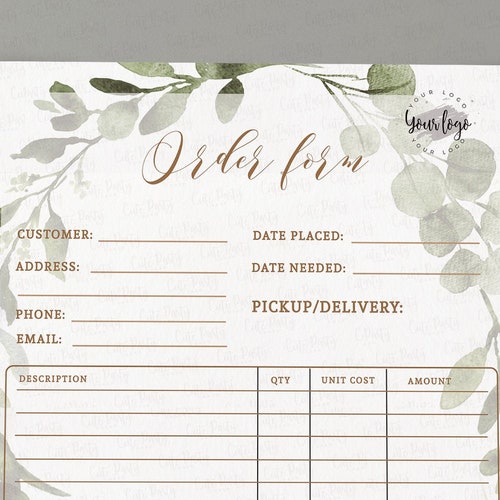 ORDER FORM Template Editable Etsy Small Business Order Form - Etsy