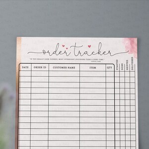 Order Tracker Form Template Editable INSTANT DOWNLOAD, Printable Small ...