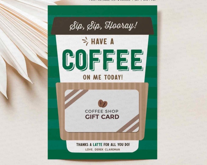 Coffee Gift Card Holder Printable, Teacher Appreciation Gift, Thank You ...