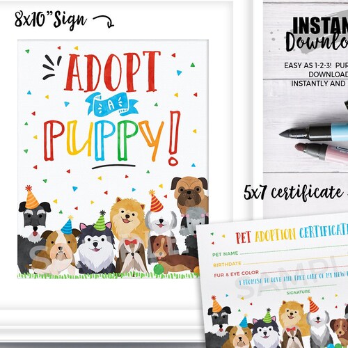 Printable Pet Adoption Certificate Puppy Dog Certificate - Etsy