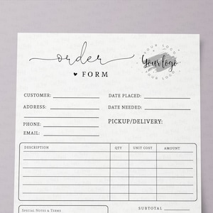 Order Tracker Form Template Editable, INSTANT DOWNLOAD, Printable Small ...